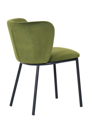 Mandy Dining Chair (Pack of 2) - Velvet - L44 x W46 x H75 cm - Green