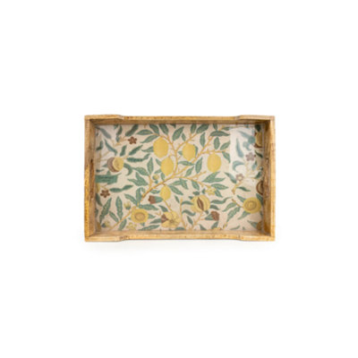 Mango Wood Rectangular Tray - Vintage Fruit