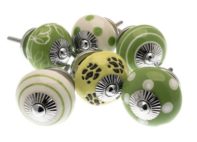 MangoTreeKnobs - Ceramic Door Knobs in Apple Green and White (Set of 6 ...