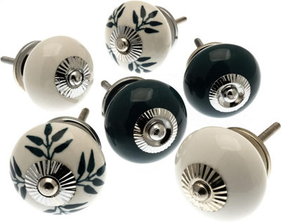 MangoTreeKnobs - Green and White Hand Painted Door Knobs - Set of 6 ...