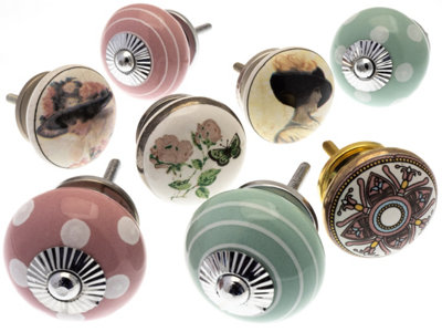 MangoTreeKnobs - Mixed Set of 8 Drawer Knobs Cupboard Knobs Pulls Antique Vintage Style Design ...