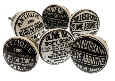 MangoTreeKnobs - Mixed Set of Black & White Vintage Style Ceramic ...