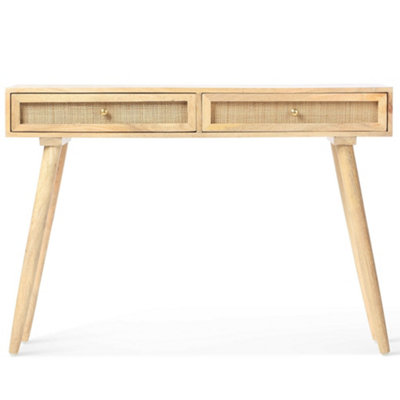 Manhattan Console Table Mango Wood & Cane in Natural with 2 Drawers