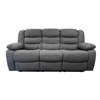 MANHATTAN GREY FABRIC SOFA SUITE MANUAL RECLINING SOFA SET 3 + 2 SEATER ...
