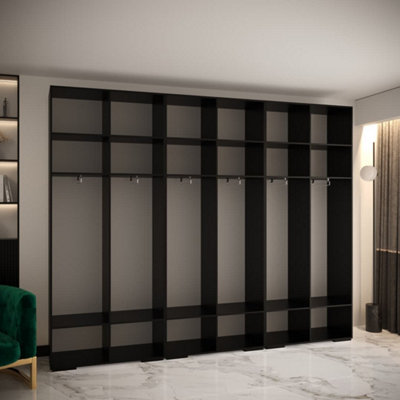 Manhattan IV Modern Black Spacious Hinged Door Wardrobe W3000mm H2370mm ...