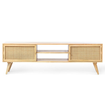 Manhattan Mango Wood & Rattan TV Stand in Natural