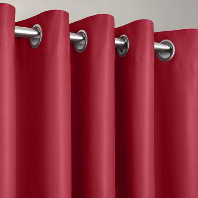 Manhattan Thermal Blackout Ready Made Eyelet Curtains - Red