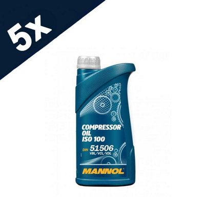 MANNOL Compressor Oil ISO 100 DIN 51 506 VBL VCL & VDL ISO L DAA DAB 5x1L