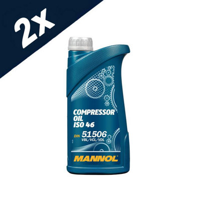 MANNOL Compressor Oil ISO 46 DIN 51506 VBL VCL & VDL BB HTGD 90117 2x1L | DIY at B&Q