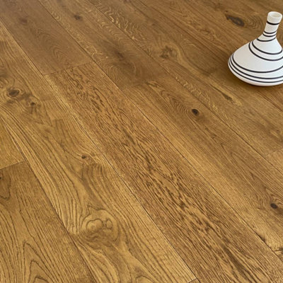 Manor Hanbury Engineered Wood Flooring 14mm x 190mm Golden Oak Brushed ...
