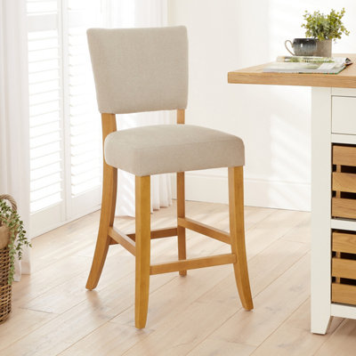 Manor Oak Natural Oatmeal Fabric Bar Stool French Inspired Open Back ...