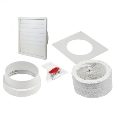 Manrose 150mm Gravity Grille Kit with 1m Round Hose - White Ventilation ...