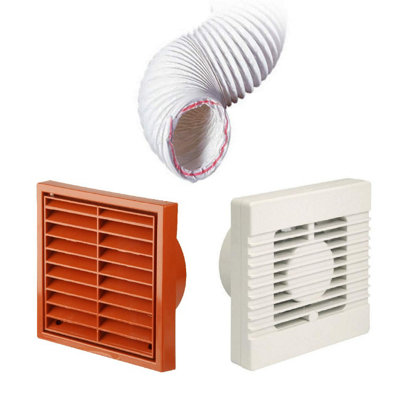 Manrose Extractor Fan Terracotta Louvre Vent Ducting Kit for Kitchens ...