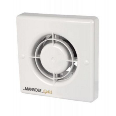 Manrose Gold 12W Axial Bathroom Extractor Fan with Timer - Quiet Wall/Ceiling Ventilation MG100T