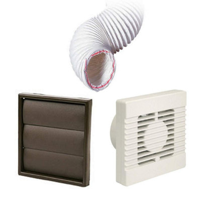 Manrose Timer Extractor Fan Brown Air Vent Ducting Kit for Kitchens ...