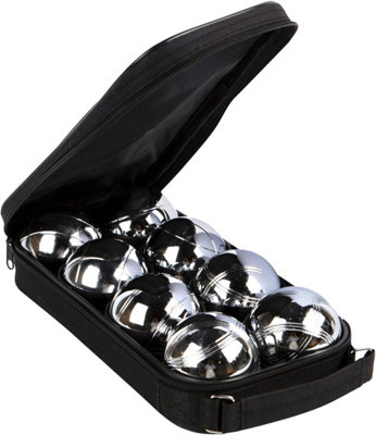MANTARAJ PACK OF 8 BOULES PETANQUE BOWLS SET CHROME PLATED FRENCH ...