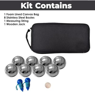 MANTARAJ PACK OF 8 BOULES PETANQUE BOWLS SET CHROME PLATED FRENCH ...