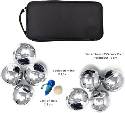 MantaRaj Pack Of 8 Boules Petanque Bowls Set Chrome Plated French ...