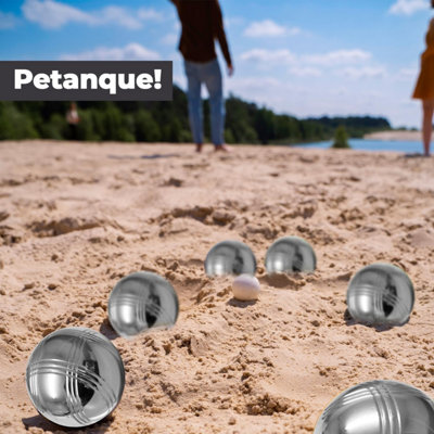 MANTARAJ PACK OF 8 BOULES PETANQUE BOWLS SET CHROME PLATED FRENCH ...