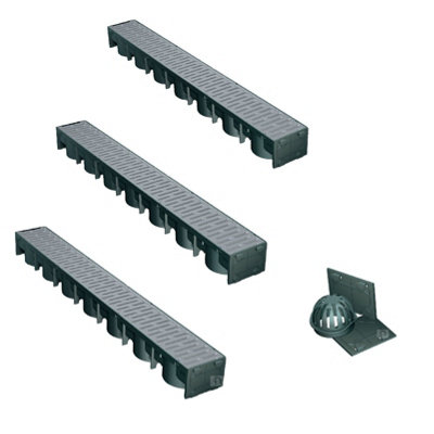 Manthorpe Garage Drainage Channel Pack in Metallic Silver 3 Metres and ...