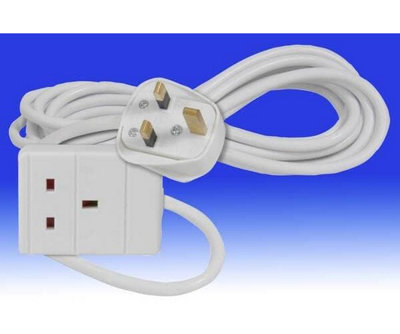 White 1 socket Extension leads Extension leads plugs fuses adaptors B Q