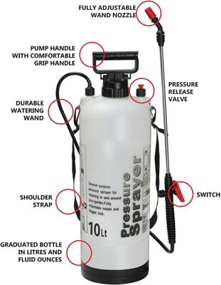 MantraRaj 10L Garden Pressure Weed Spray Bottle Hand Pump Water Plant Sprayer Garden Hand Pump ...