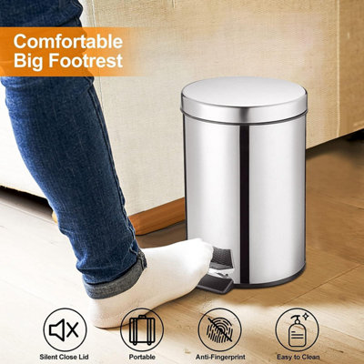 MantraRaj 10L Round Stainless Steel Step Pedal Bin with Metal Lid Waste ...