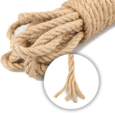 MantraRaj 10m x 10mm Thick Natural Jute Rope Strong Twisted Hemp Rope ...