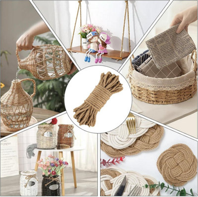 MantraRaj 10m x 10mm Thick Natural Jute Rope Strong Twisted Hemp Rope ...