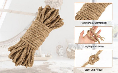 MantraRaj 10m x 10mm Thick Natural Jute Rope Strong Twisted Hemp Rope ...