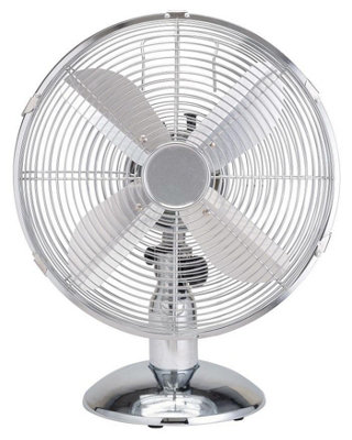 MantraRaj 12 Inch Metal Desk Fan Chrome Electric Fan With 3 Speed ...