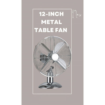 MantraRaj 12 Inch Metal Desk Fan Chrome Electric Fan With 3 Speed ...