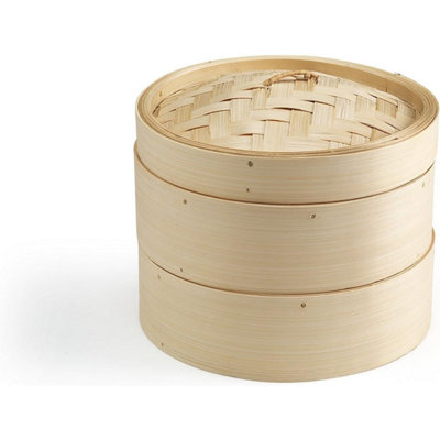 MantraRaj 2 Tier Bamboo Steamer Set 10 CM Two-Tier Food Steamer Basket ...