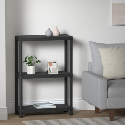 MantraRaj 3-Tier Heavy Duty Black Plastic Storage Shelving Unit Garage ...