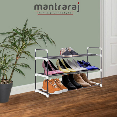 MantraRaj 3 Tier Shoe Rack Heavy Duty Metal Shoe Storage Cabinet Quick ...