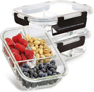 MantraRaj 3Pcs Airtight Glass Food Storage Containers with Lids 3 ...