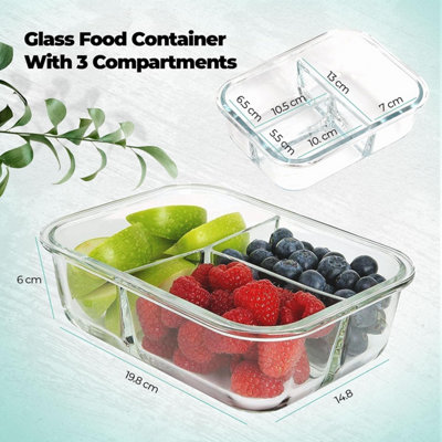 MantraRaj 3Pcs Airtight Glass Food Storage Containers with Lids 3 ...
