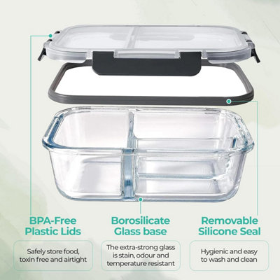 MantraRaj 3Pcs Airtight Glass Food Storage Containers with Lids 3 ...
