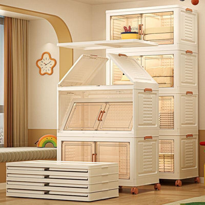 MantraRaj 4 Tier Stackable Storage Cabinet With Wheels and Magnetic ...