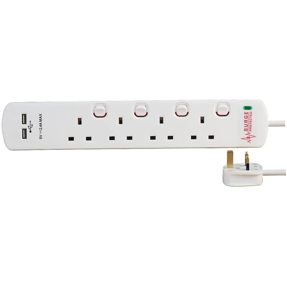 MantraRaj 4 Way Extension Lead with USB Slots Surge Protected Extension ... MantraRaj 4 Way Extension Lead with USB Slots Surge Protected Extension ...