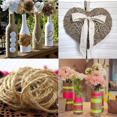 MantraRaj 40m String Jute Twine Wrap Gift Hemp Rope Pack of 3 Natural ...