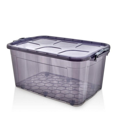 MantraRaj 50L Plastic Storage Boxes On Wheels Container With Lids Pack ...