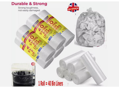 MantraRaj 50L White Plastic Bin Bags Heavy Duty Bin Bags Liner For ...