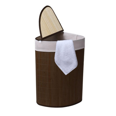 MantraRaj 58L Bamboo Laundry Basket Triangle Foldable Storage Hamper ...