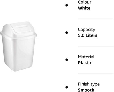 MantraRaj 5L Bathroom Bin Swing Top Dust Bin Plastic Waste Paper Basket ...