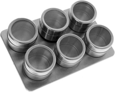 MantraRaj 6 Pc Magnetic Herb Spice Home Kitchen Spice Rack Tin Jar With ...