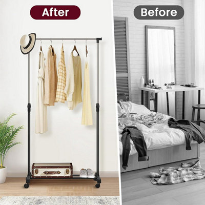 MantraRaj Adjustable Clothe Rail With Wheels Extendable Garment Hanging ...