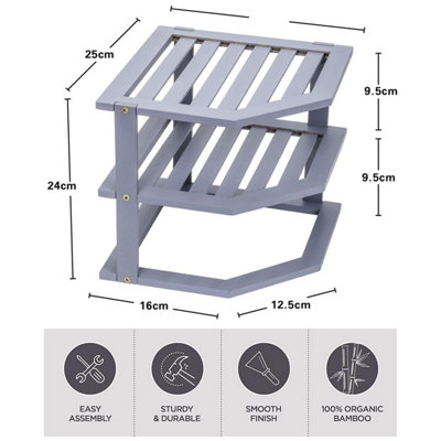 MantraRaj Bamboo 3 Tier Corner Shelf Kitchen Cupboard Storage Organiser ...