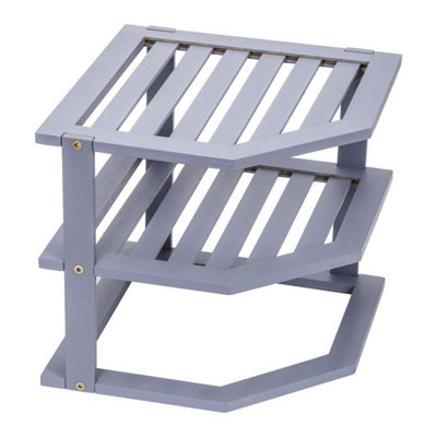 MantraRaj Bamboo 3 Tier Corner Shelf Kitchen Cupboard Storage Organiser ...