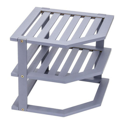 MantraRaj Bamboo 3 Tier Corner Shelf Kitchen Cupboard Storage Organiser ...